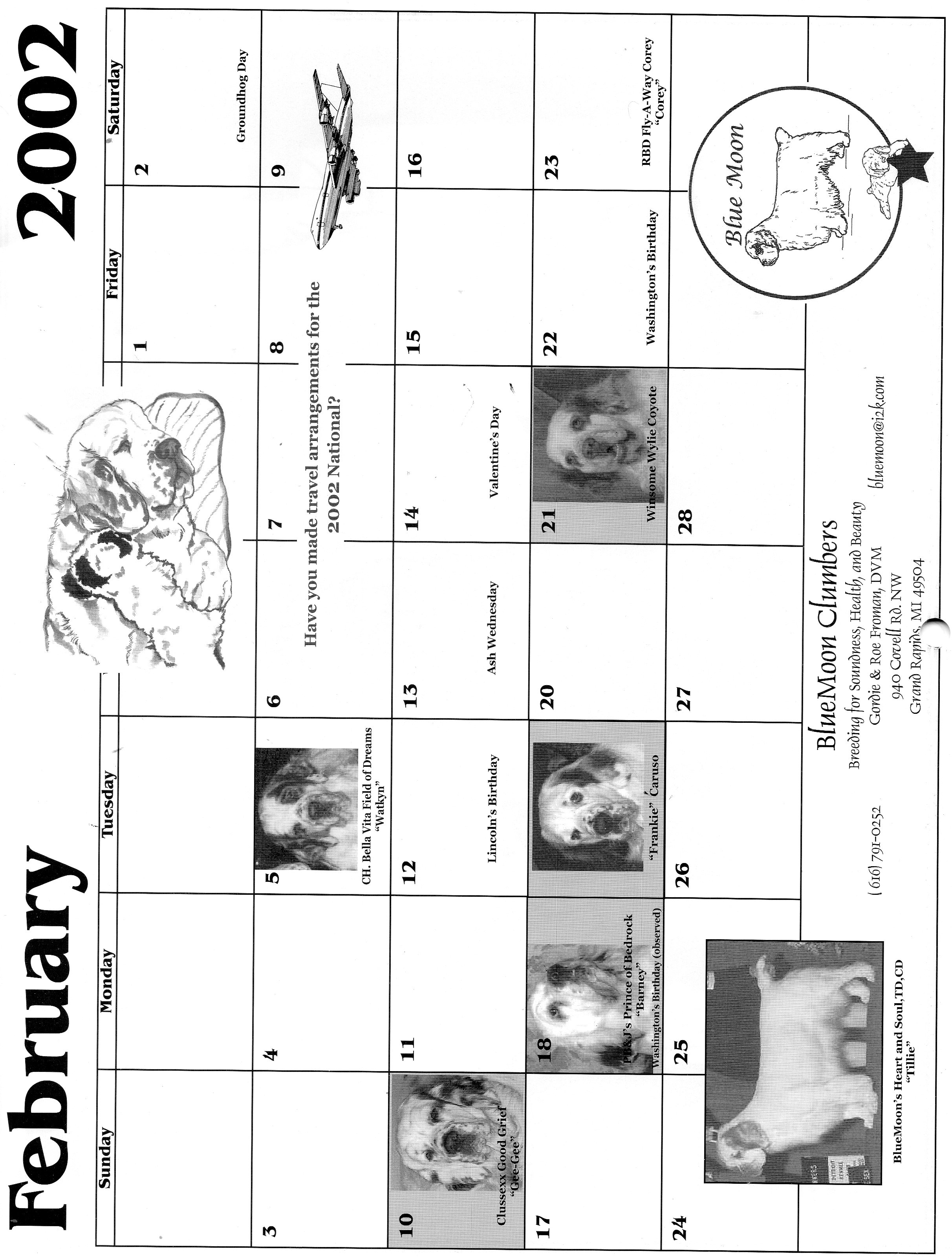 2024 Calendar - Kennel Name • Clumber Spaniel Club of Southern California
